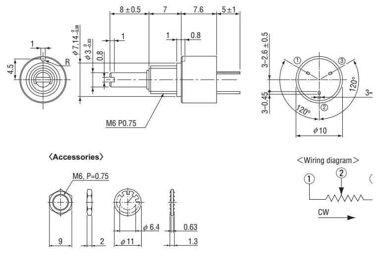 JC10-000-502N Variable Resistor - Precision Rotary Potentiometer