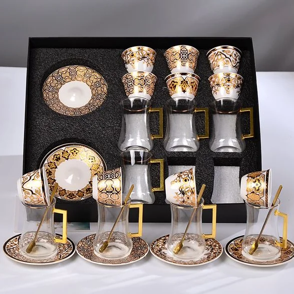 18pcs Arabic Cup and Saucer Set - Perfect for All Occasions