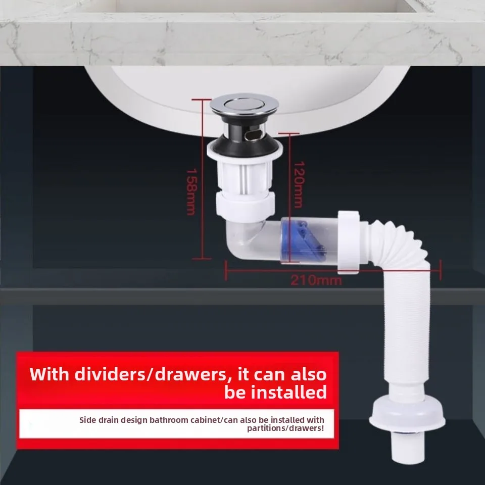 Modern and Simple No-Drill Horizontal Visible Drain for Bathroom Sink ...