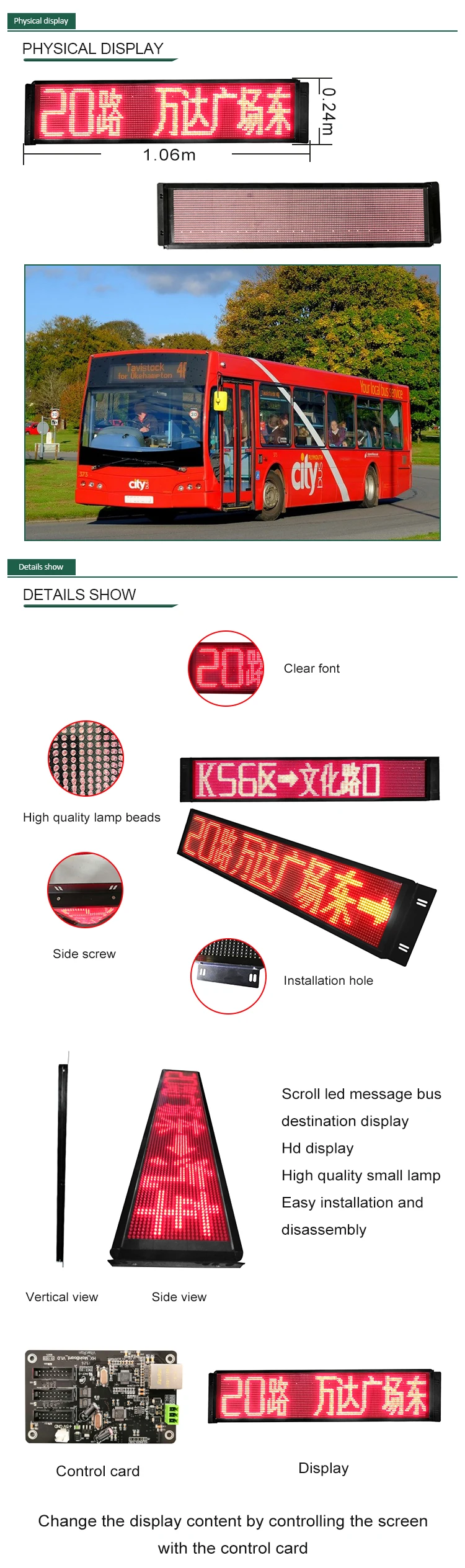 Bus Stop LED Display Screen - Single Color P5/P6/P8/P10 for Advertising ...
