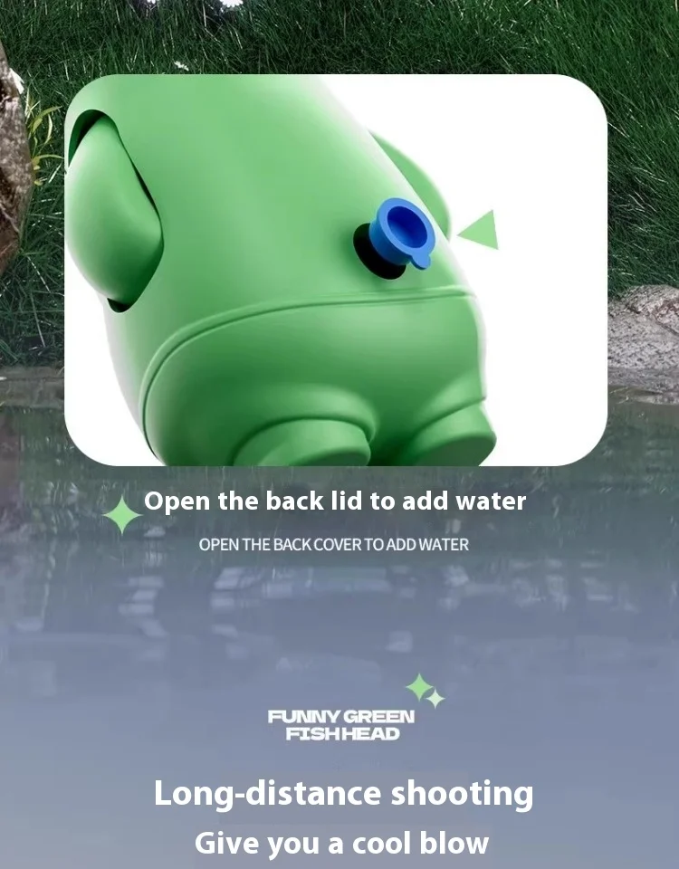 2025 New Green Head Fish Children's Toy Water Gun Mini Plastic Water ...