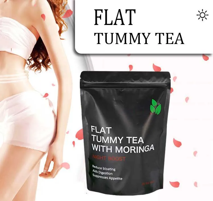 Flat Tummy Tea Moringa Slimming Herbal Plant Based Natural Healthy Supplement Detox Weight Loss ...
