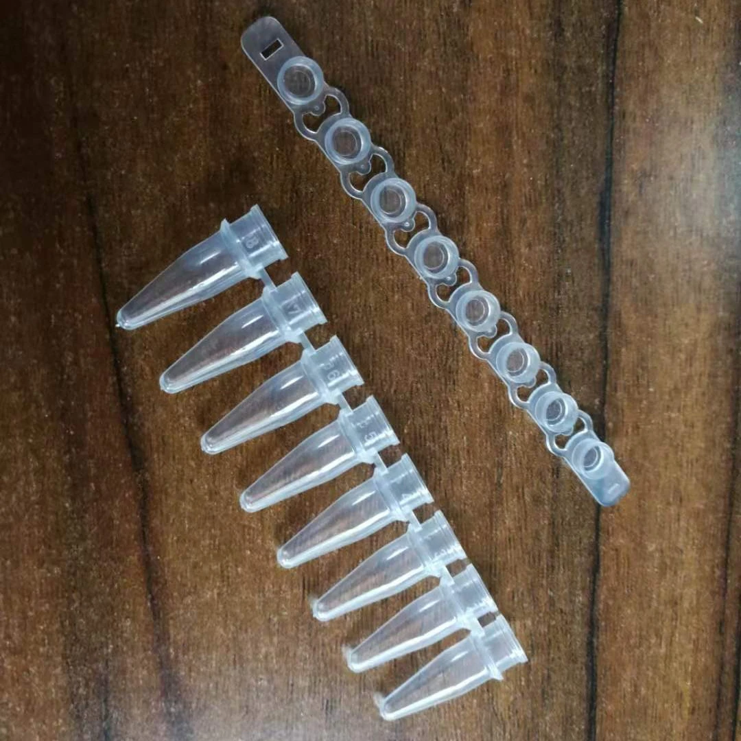 0.2ml 0.1ml Pp Conical Bottom 8-strip Pcr Centrifuge Tubes For Test Use ...
