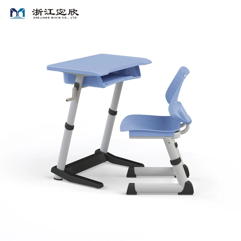 Factory Price Hand Adjustable Student Desk And Chair Set For Classroom ...