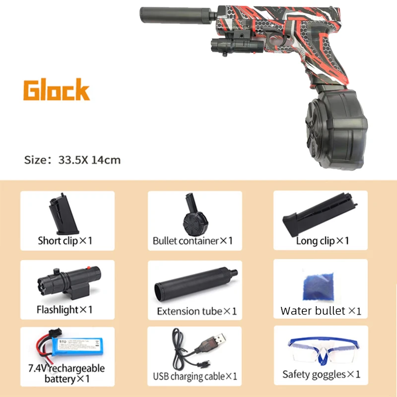 Glock Pistol Electric Automatic Gel Blaster Toy Gun Manual And ...