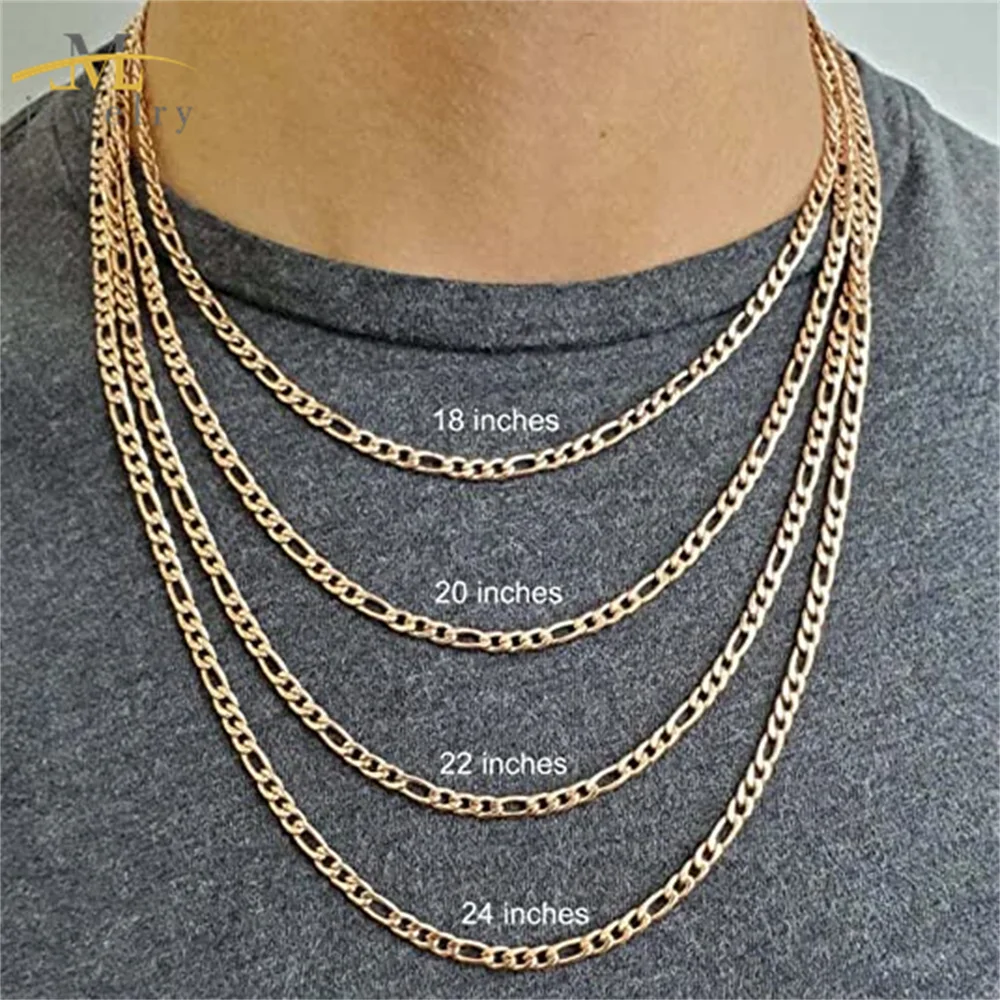 JML 14K Gold Plated Cuban Chain - Trendy Figaro Necklace