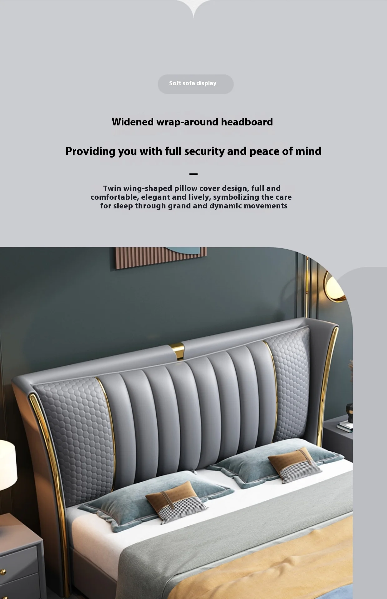 Modern Luxury Upholstered Bed Simple King Size Soft Bed Frame Bedroom ...