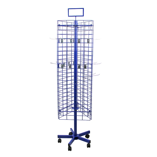 Floor Stand 4 Side Metal Grid Mesh Rotating Display - Buy Rotating ...