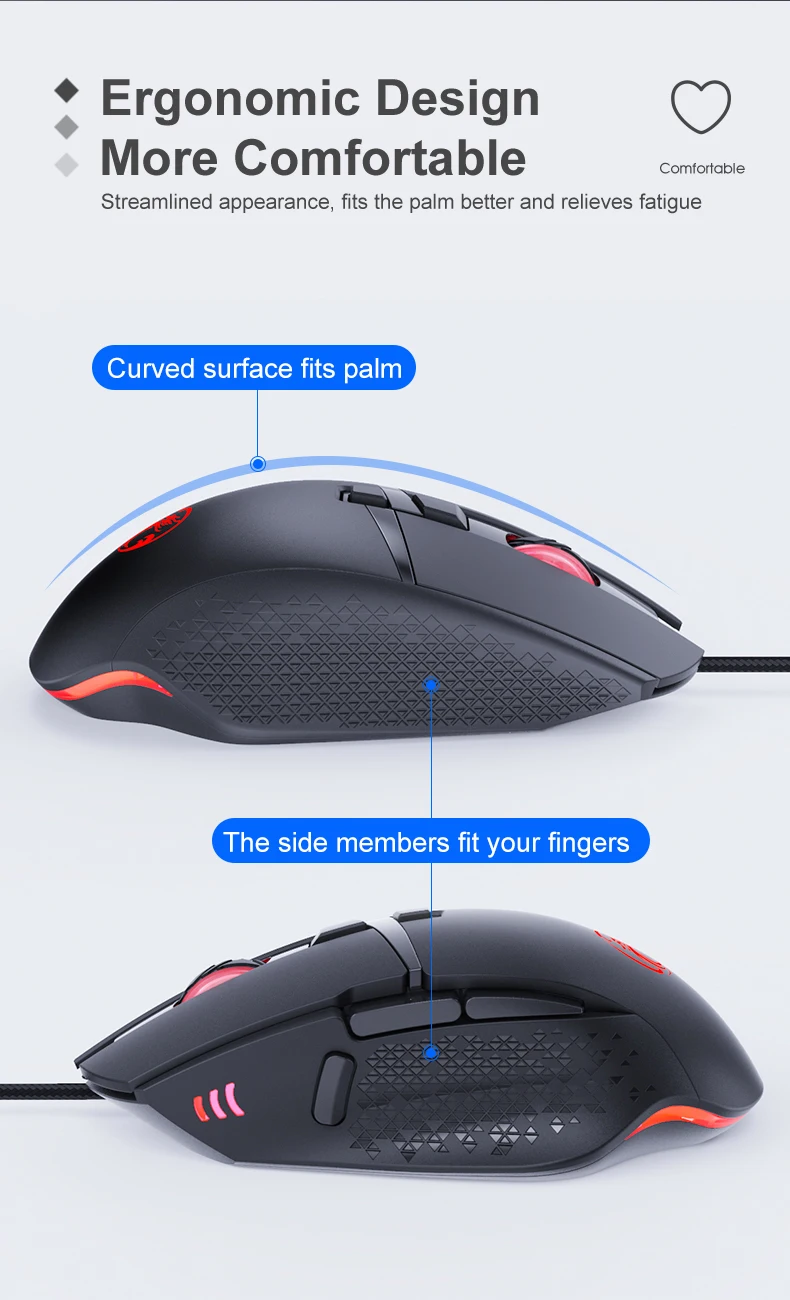 IMICE T91 Wired Gaming Mouse - 7200DPI, Ergonomic, and LED