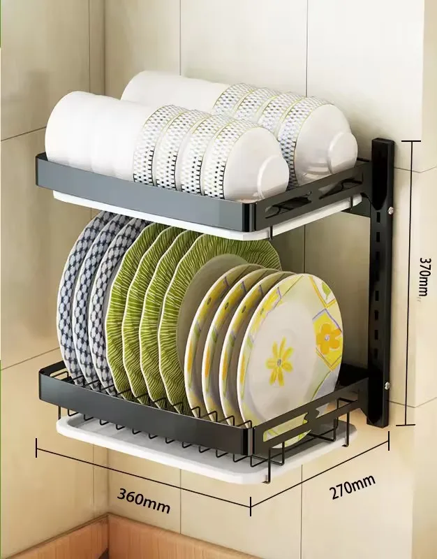 2 Tier 3 Tier Wall Mounted Dish Drying Rack Stainless Steel Standing ...