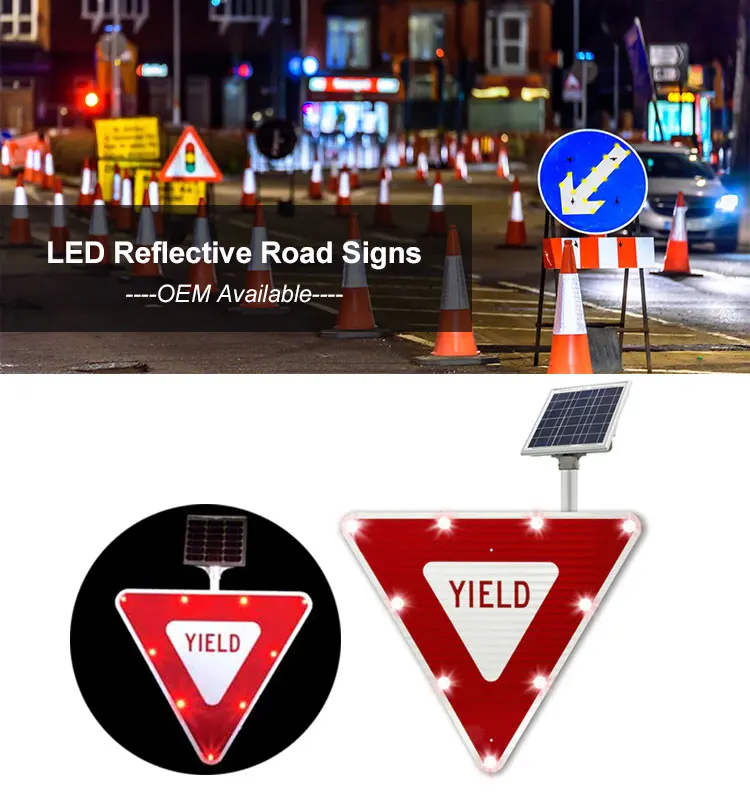 Aluminum Solar Powered Panel Electric Reflective Led Light Flashing ...