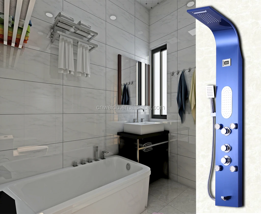 Stainless Steel Shower Column Wall Mount Bathroom Super Large Rainfall ...