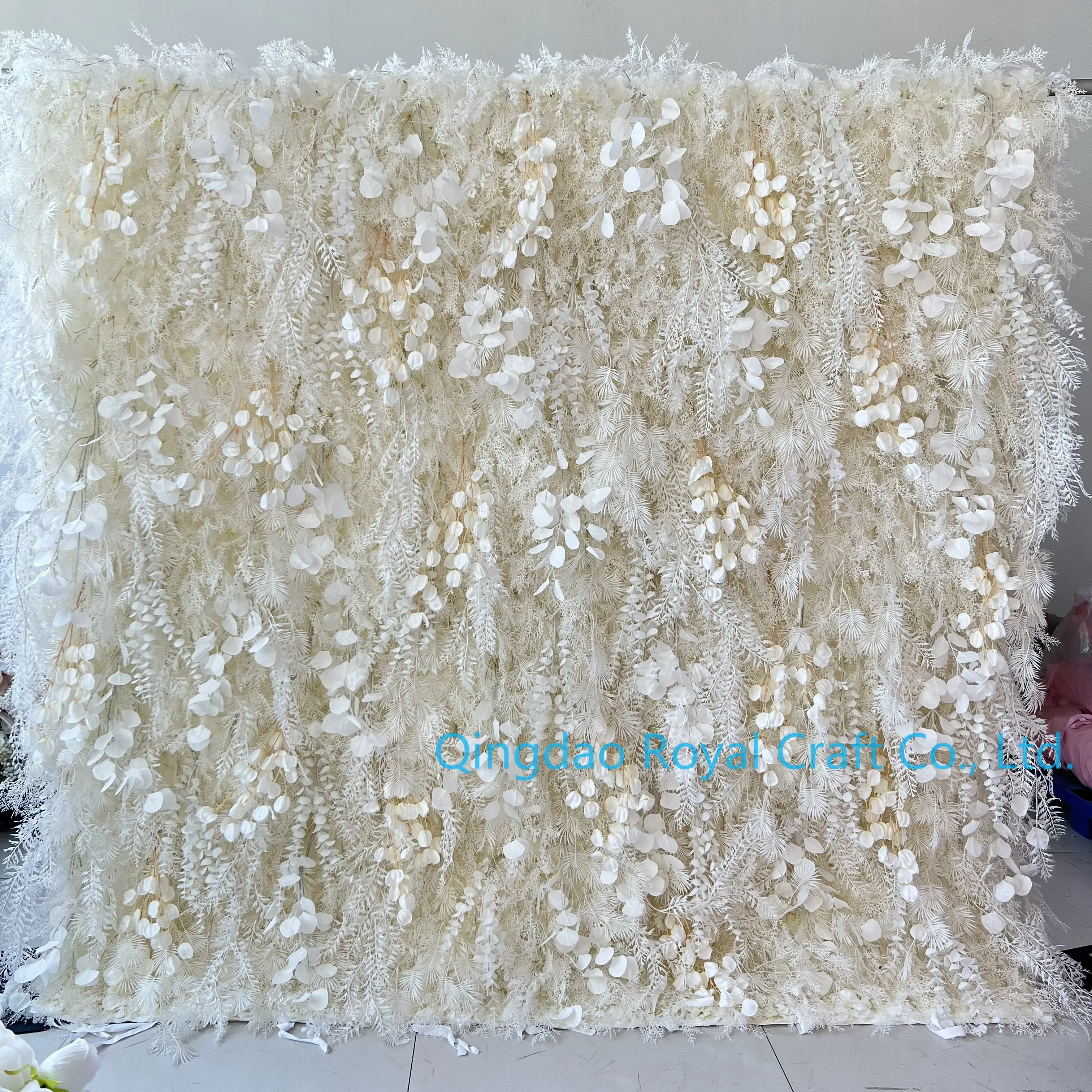 Custom Wedding Decor - Artificial White Rose Flower Wall