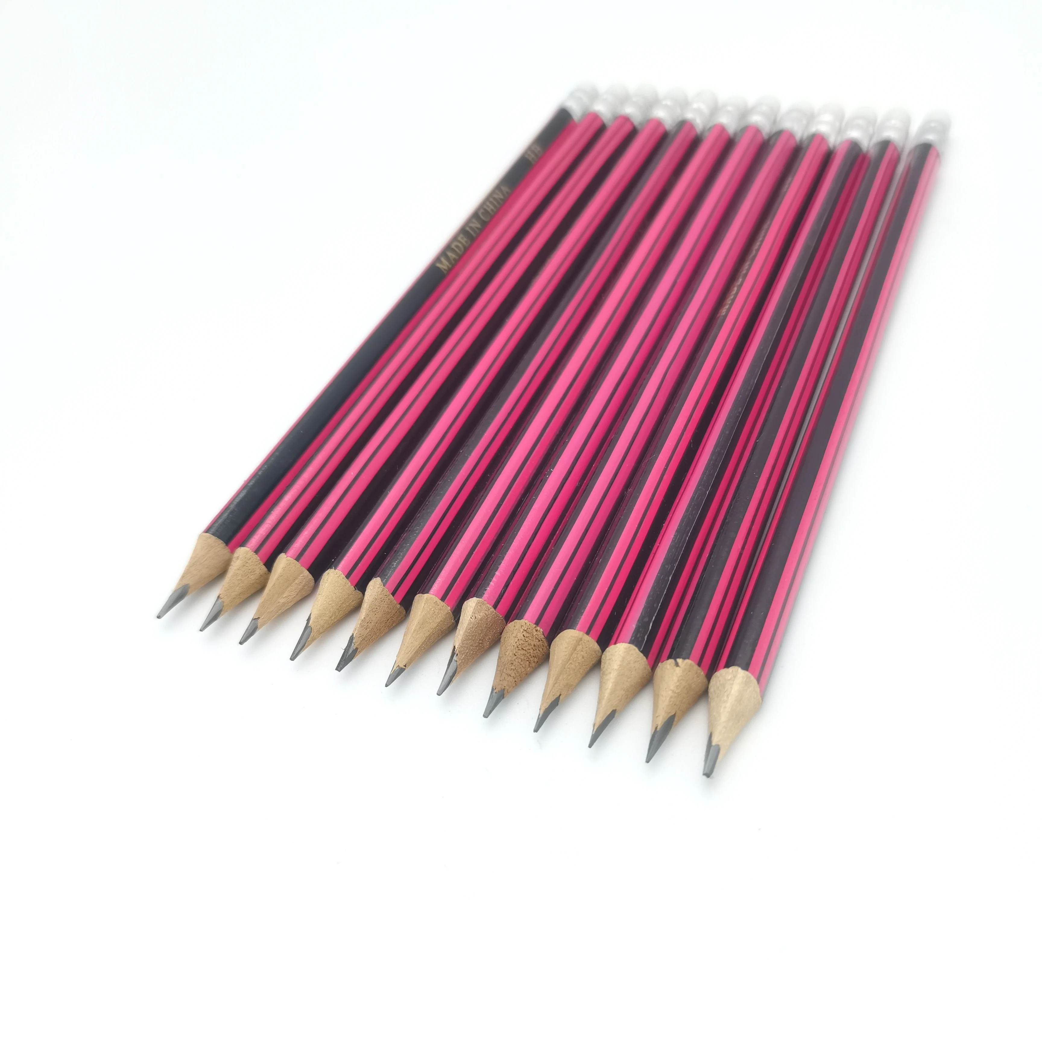 Rose Red And Black Triangular Custom Logo Wooden Hb 2b Pencils Best ...