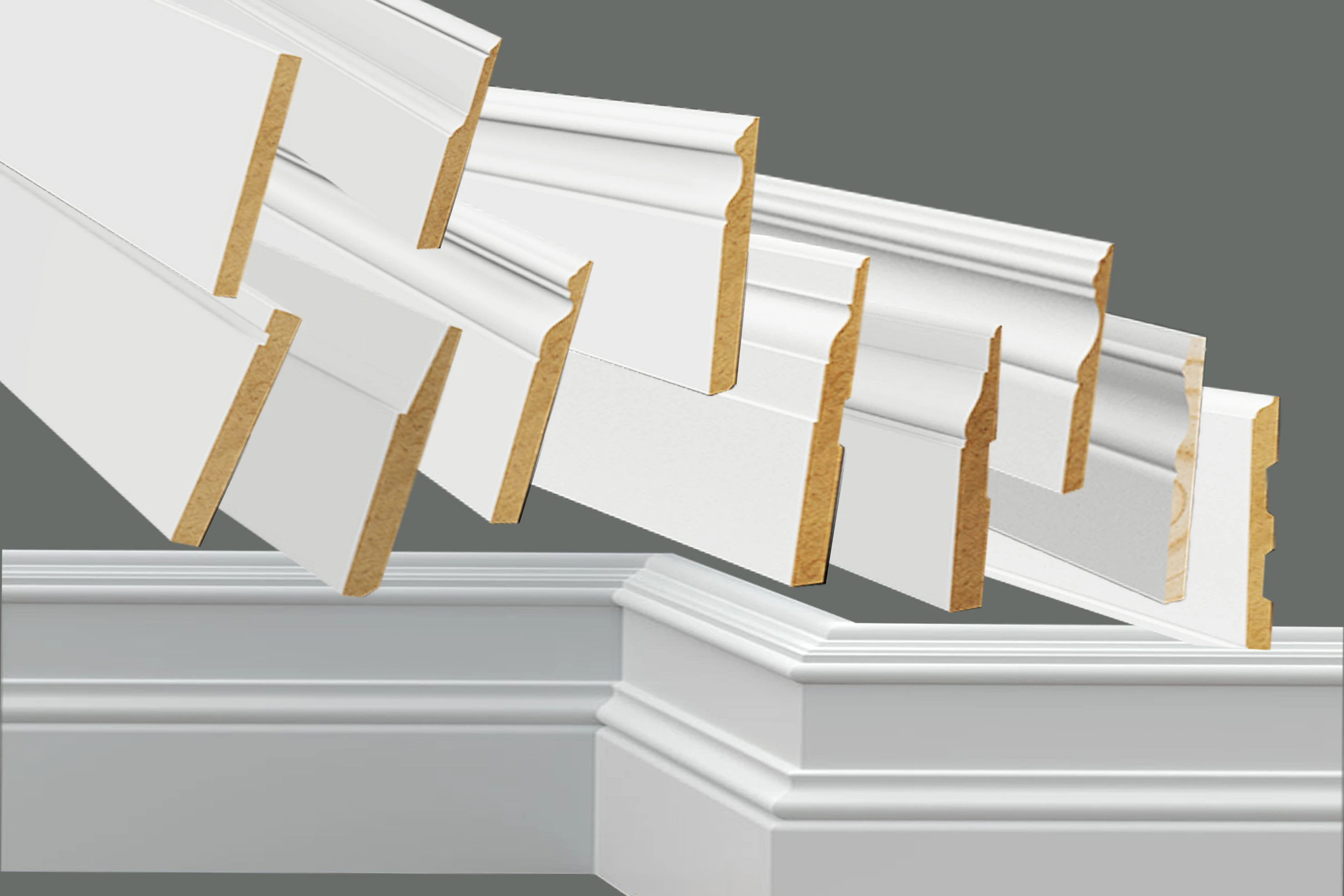 Modern White Primed Mdf Baseboard Solid Wood Baseboard Moulding For ...