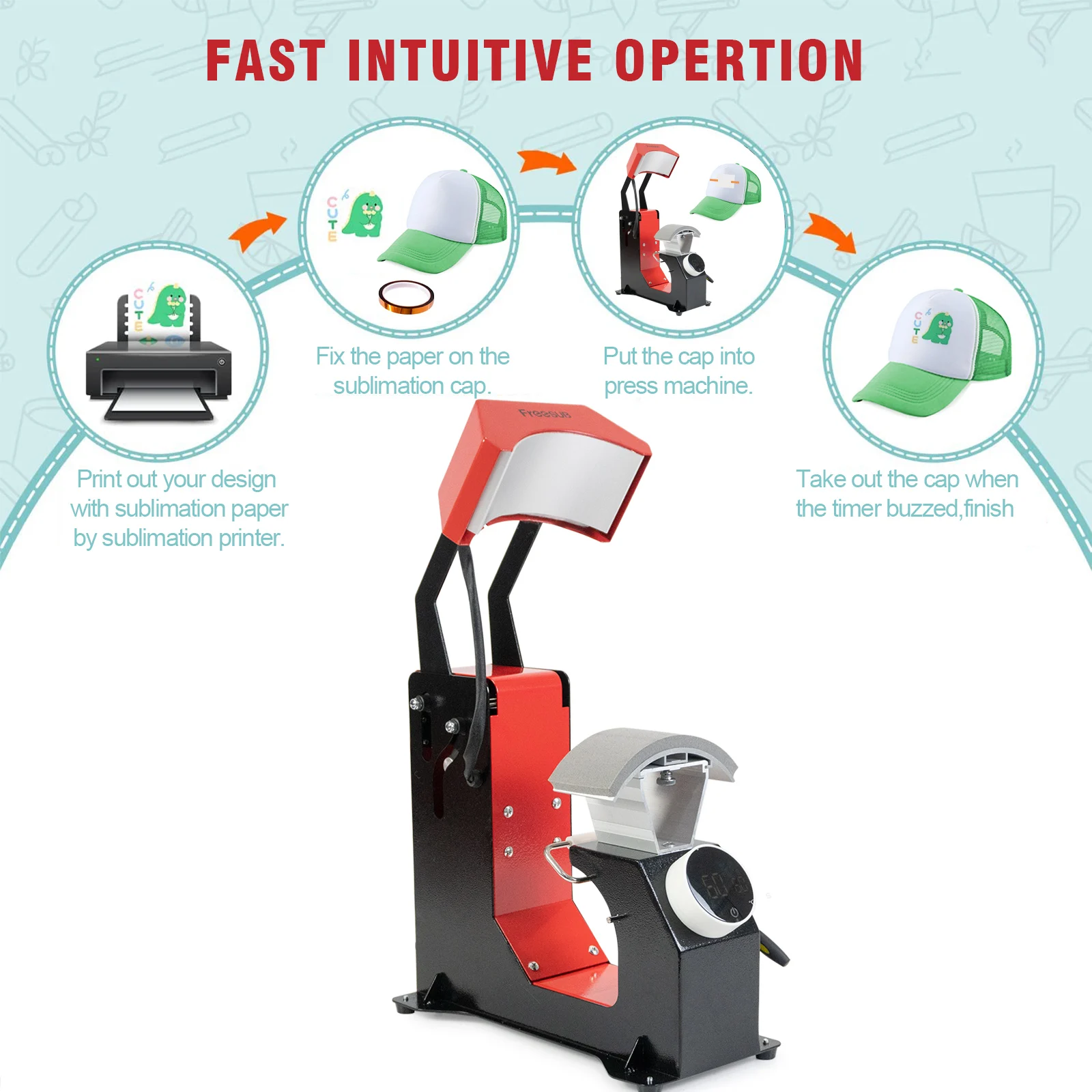Freesub F136 Automatic Electric Cap Heat Press Machine - 3 in 1 Combo ...