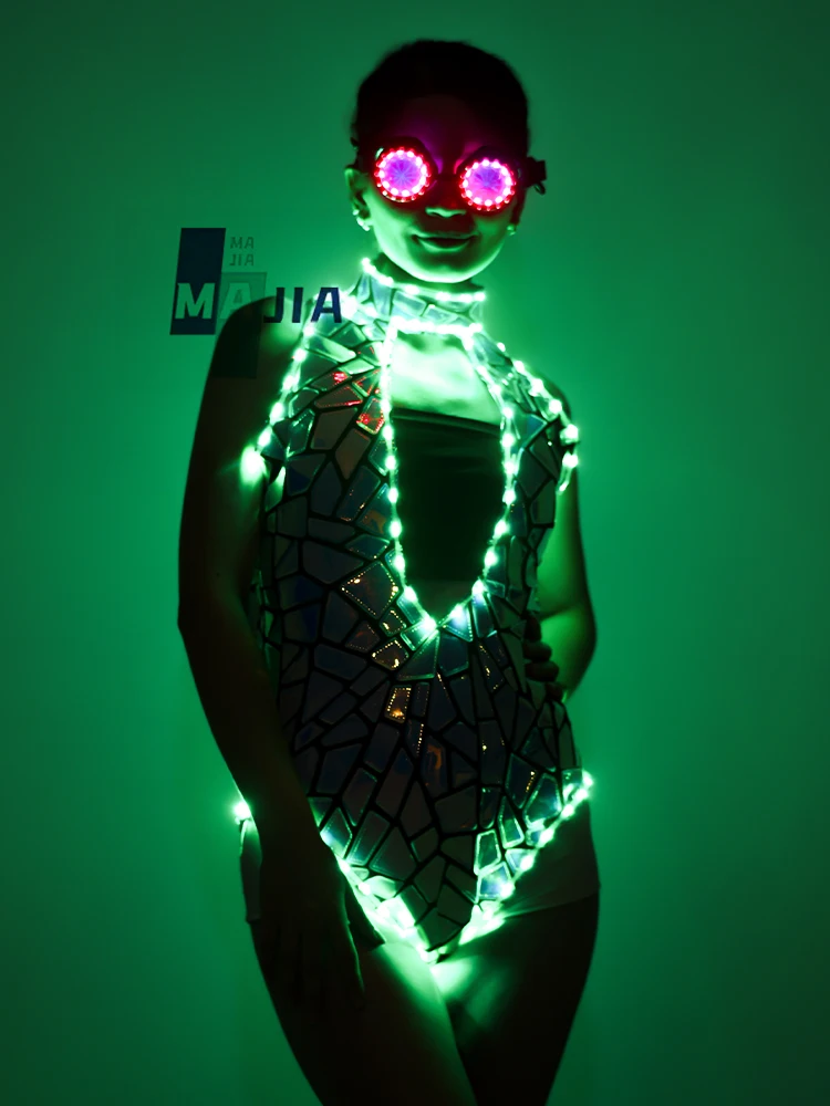 LED Mirror Bodysuit for Women - Luminous Color Change Leotard