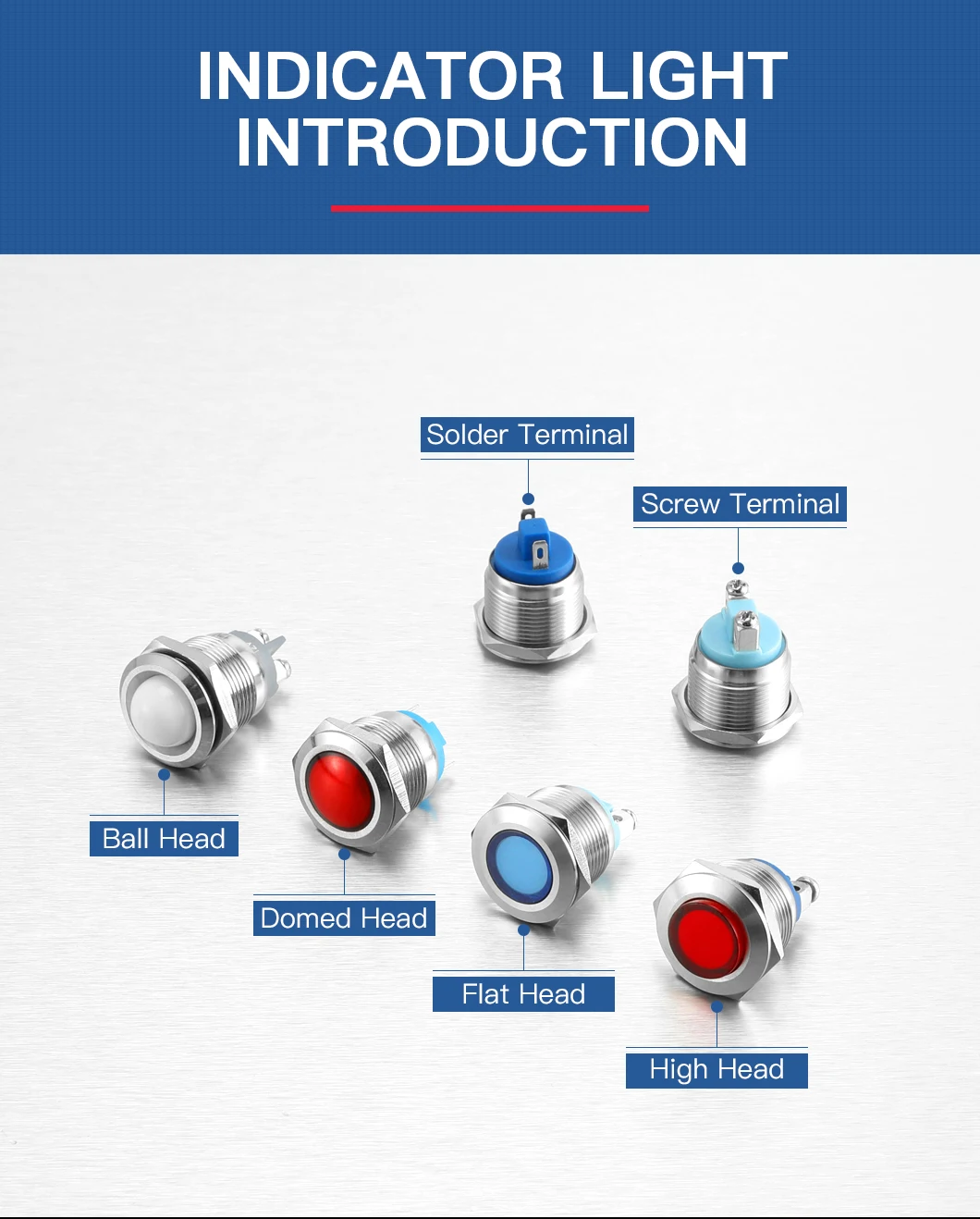 5mm 3 Color Metal LED Indicator Light - Waterproof & Durable