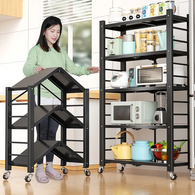 3-5 Tier Metal Foldable Storage Racks for Kitchen & Bathroom