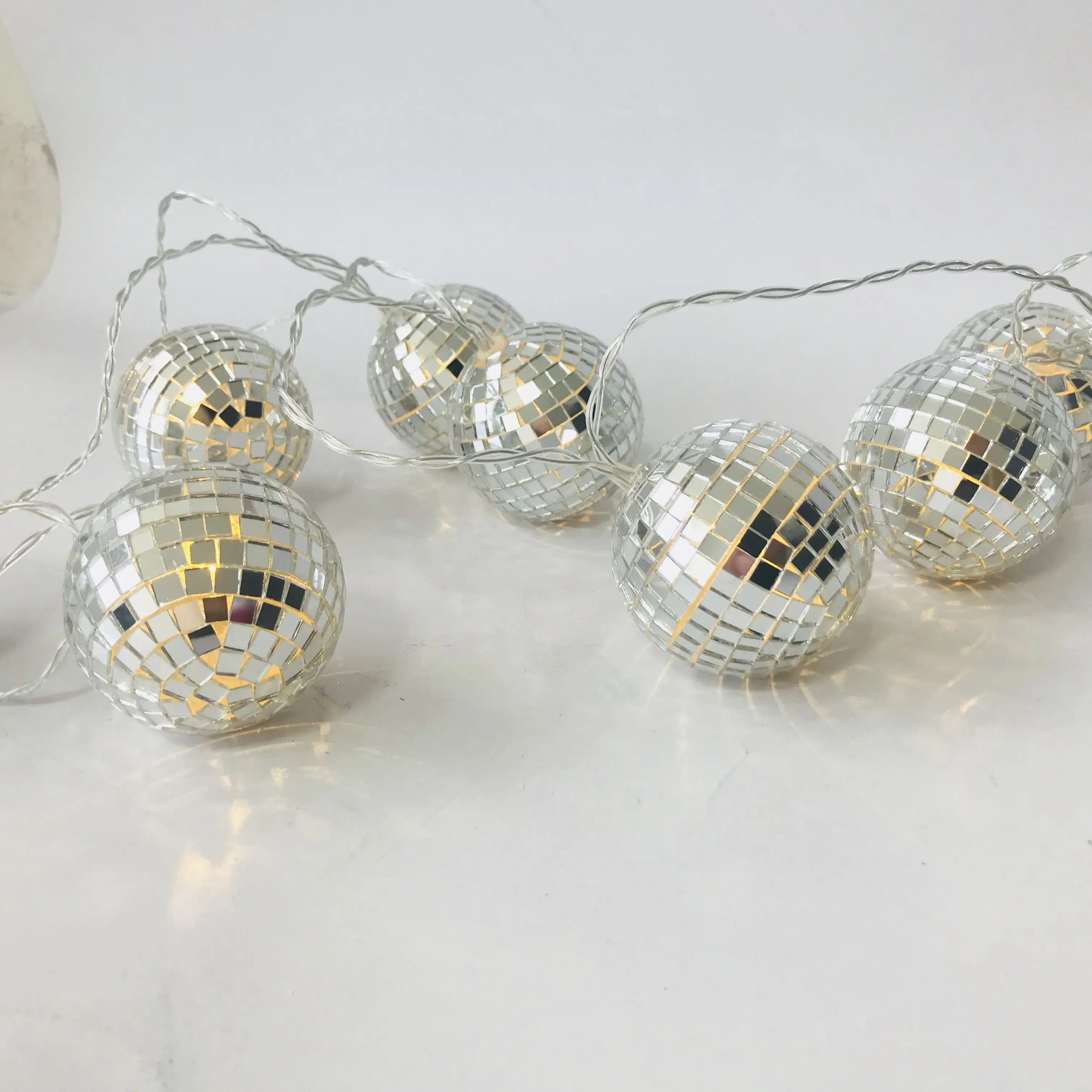 10 Count Glitter Disco Ball Light String Battery LED Stage Light for ...