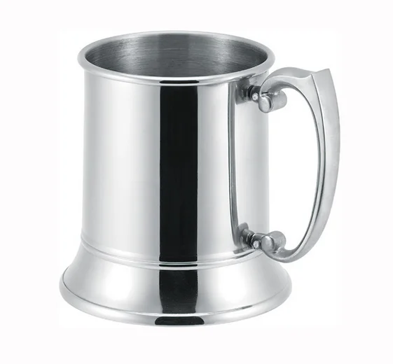 16oz Stainless Steel Single Wall Beer Mug With Glass Bottom Glass Beer ...