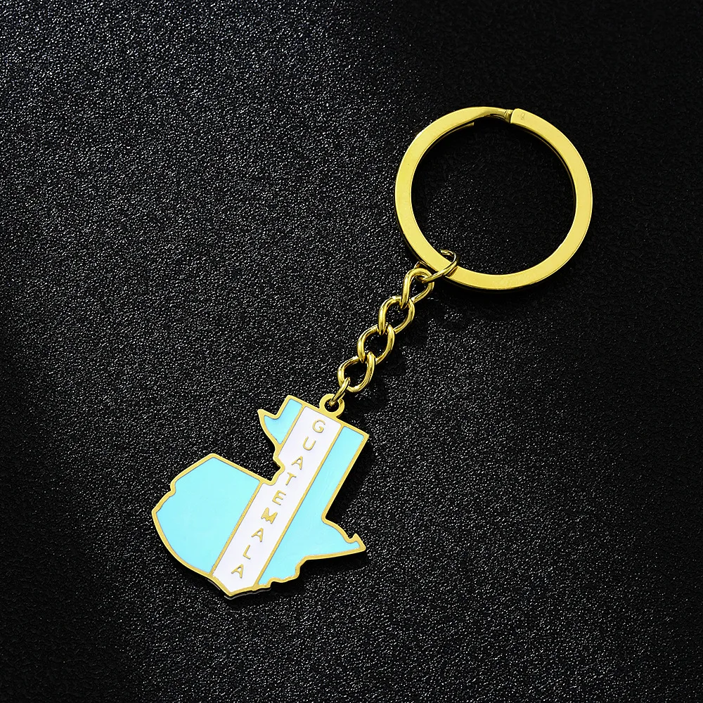 Stainless Steel Guatemala Map Flag Keychain for Women Girls Jewelry ...