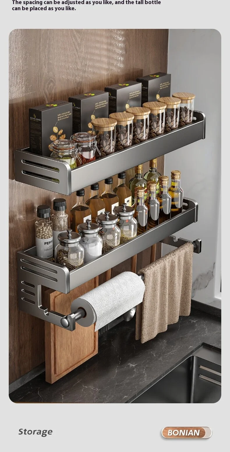 NFS Multi-Functional Metal Wall-Mounted Household Storage Rack Kitchen ...