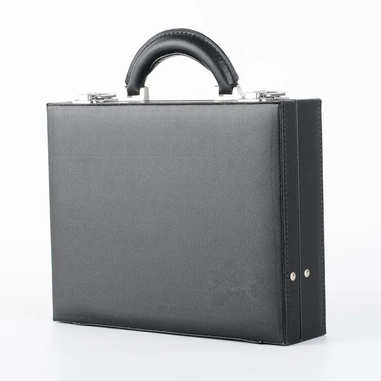 GLARY Black Portable Leather Computer Briefcase - Professional