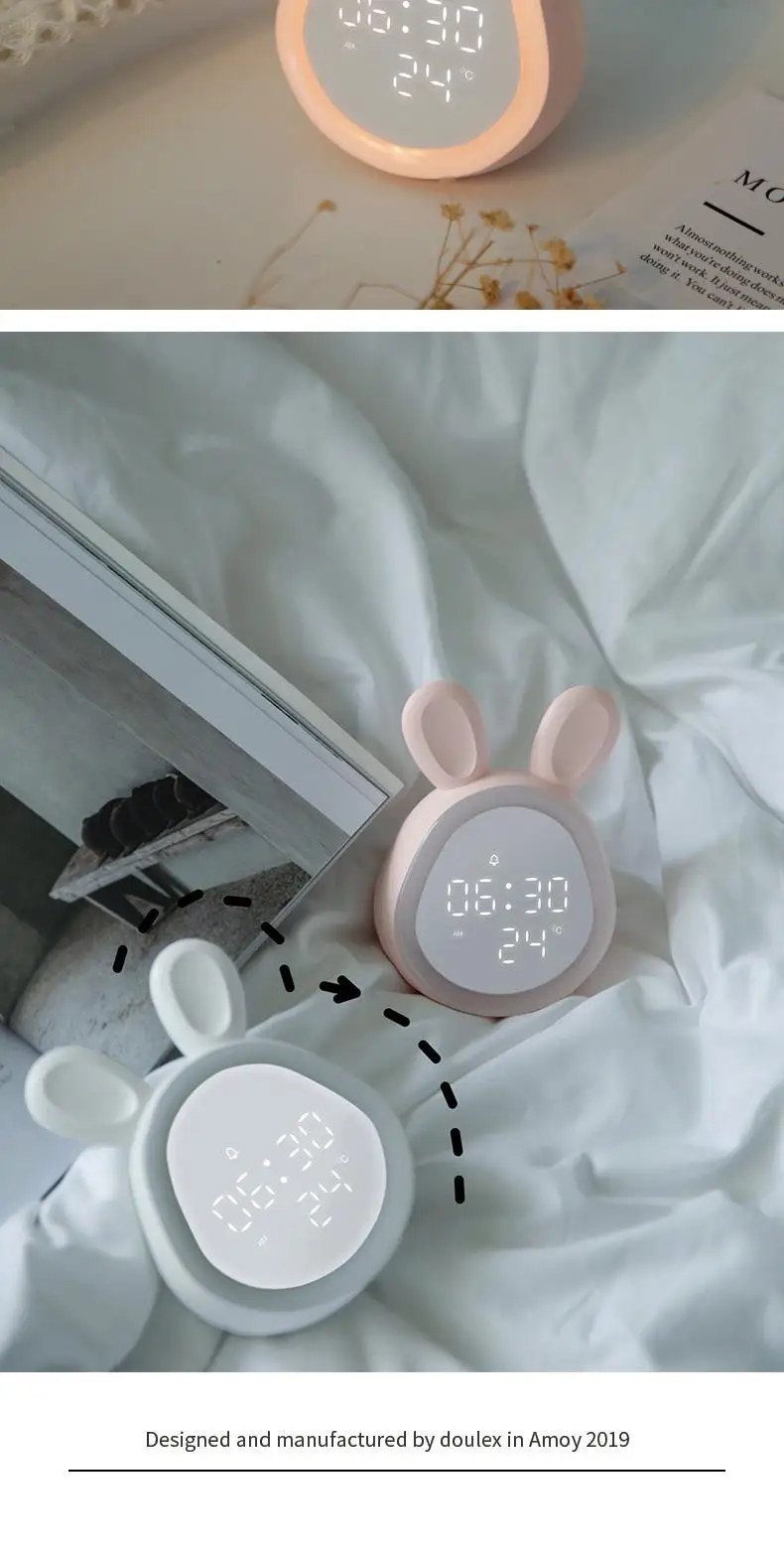 Mini Cute Kids Bunny Alarm Clock With Night Light For Bedrooms - Buy ...