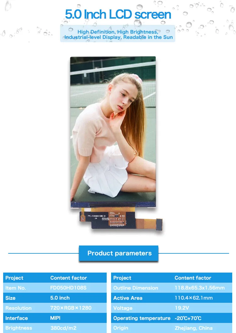5英寸720x1280分辨率lcd显示面板ips Mipi Jd9365接口5英寸lcd面板 - Buy 5英寸显示屏，5英寸ips Lcd ...
