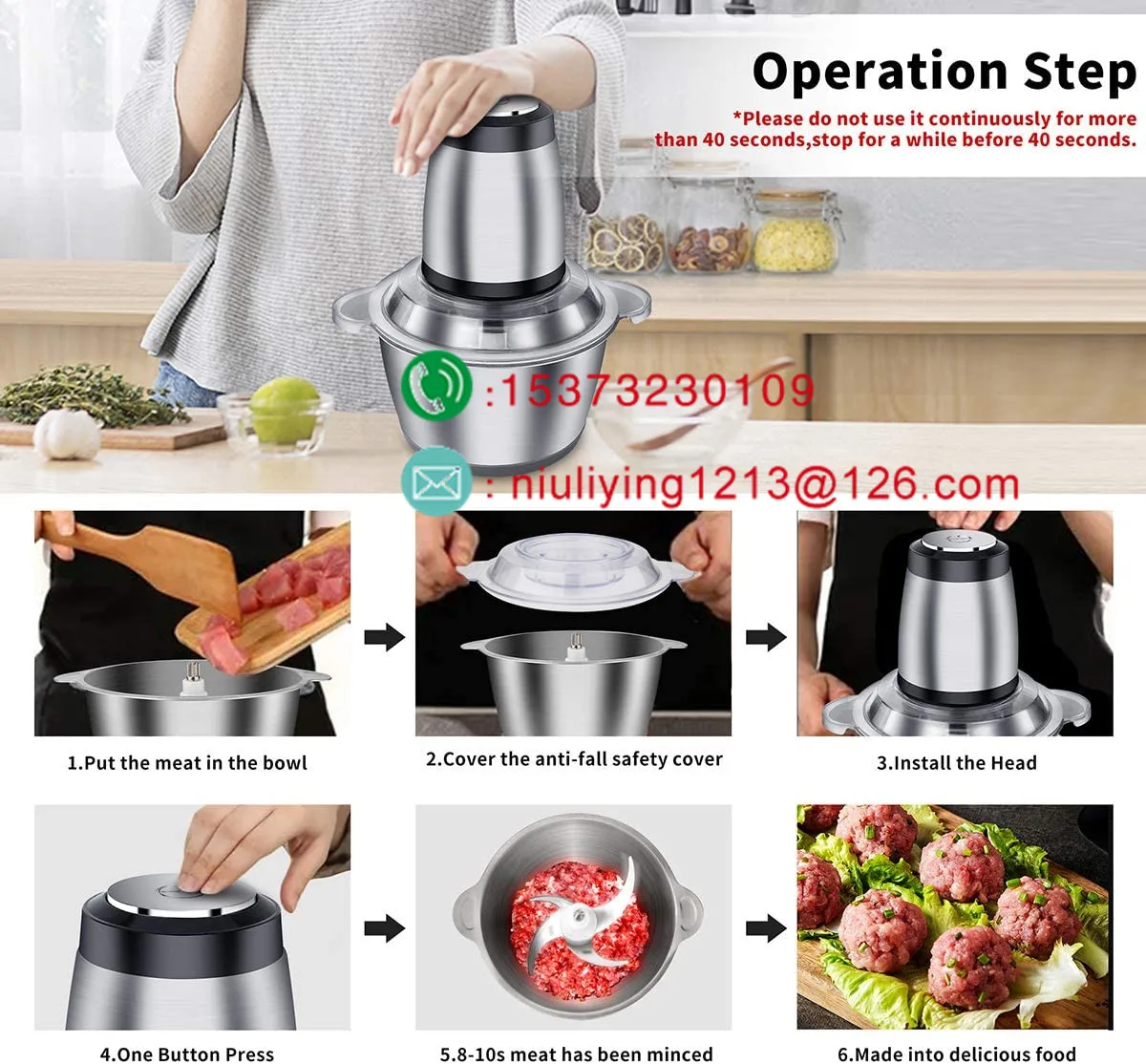 6L Household Fish Chicken Meat Grinder Stainless Steel Multifunctional ...