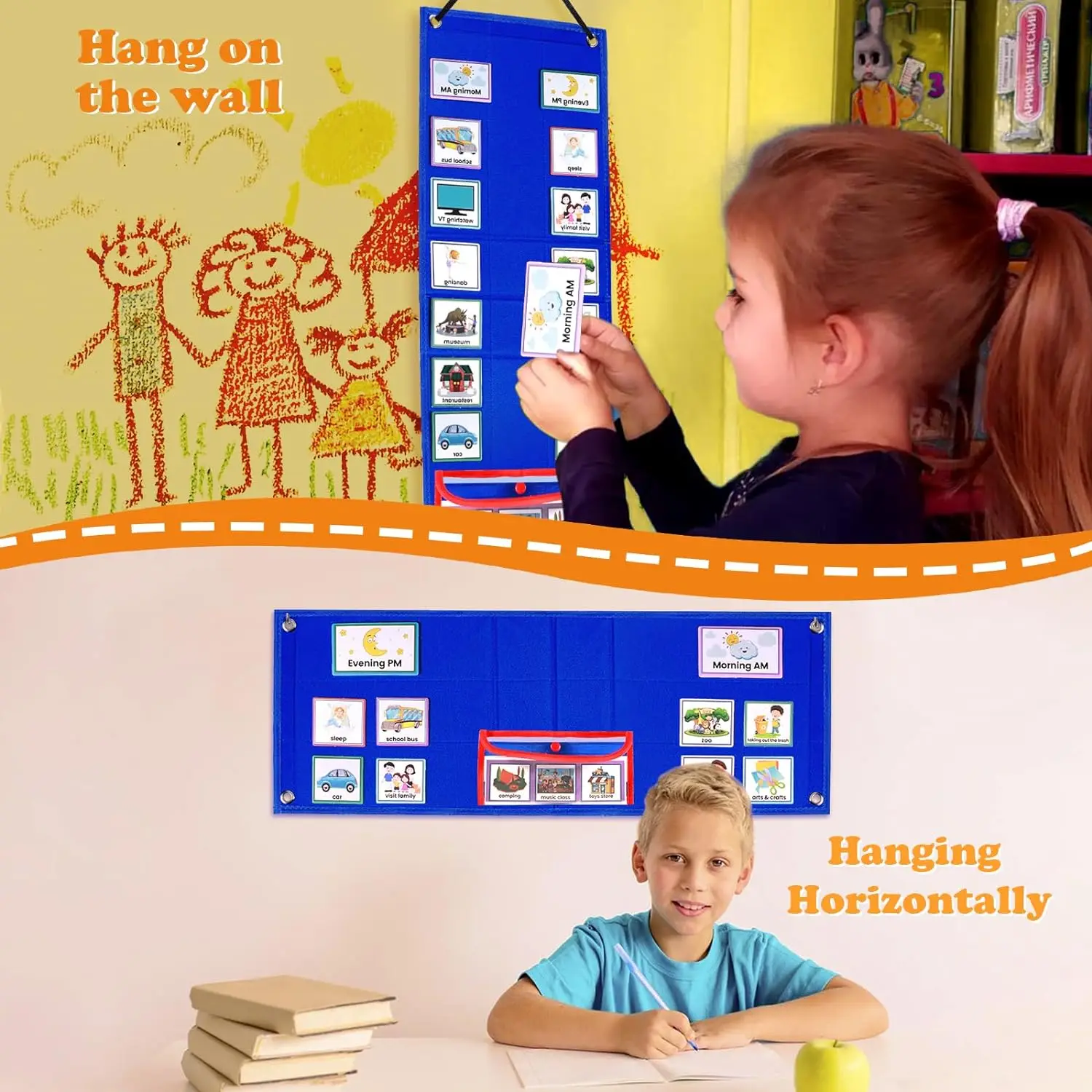 Kids Visual Schedule Calendar Chart 2 In 1 Autism Daily Chore Routine ...