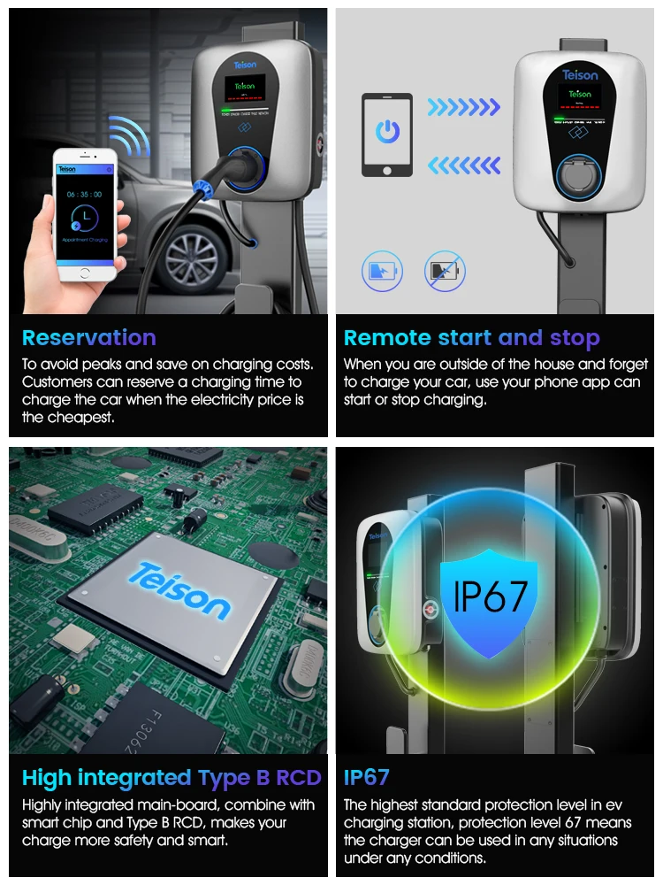 Teison 7kw 32a Ac Wallbox Charger Level 2 Evse Ocpp 1.6j Ev Charging ...