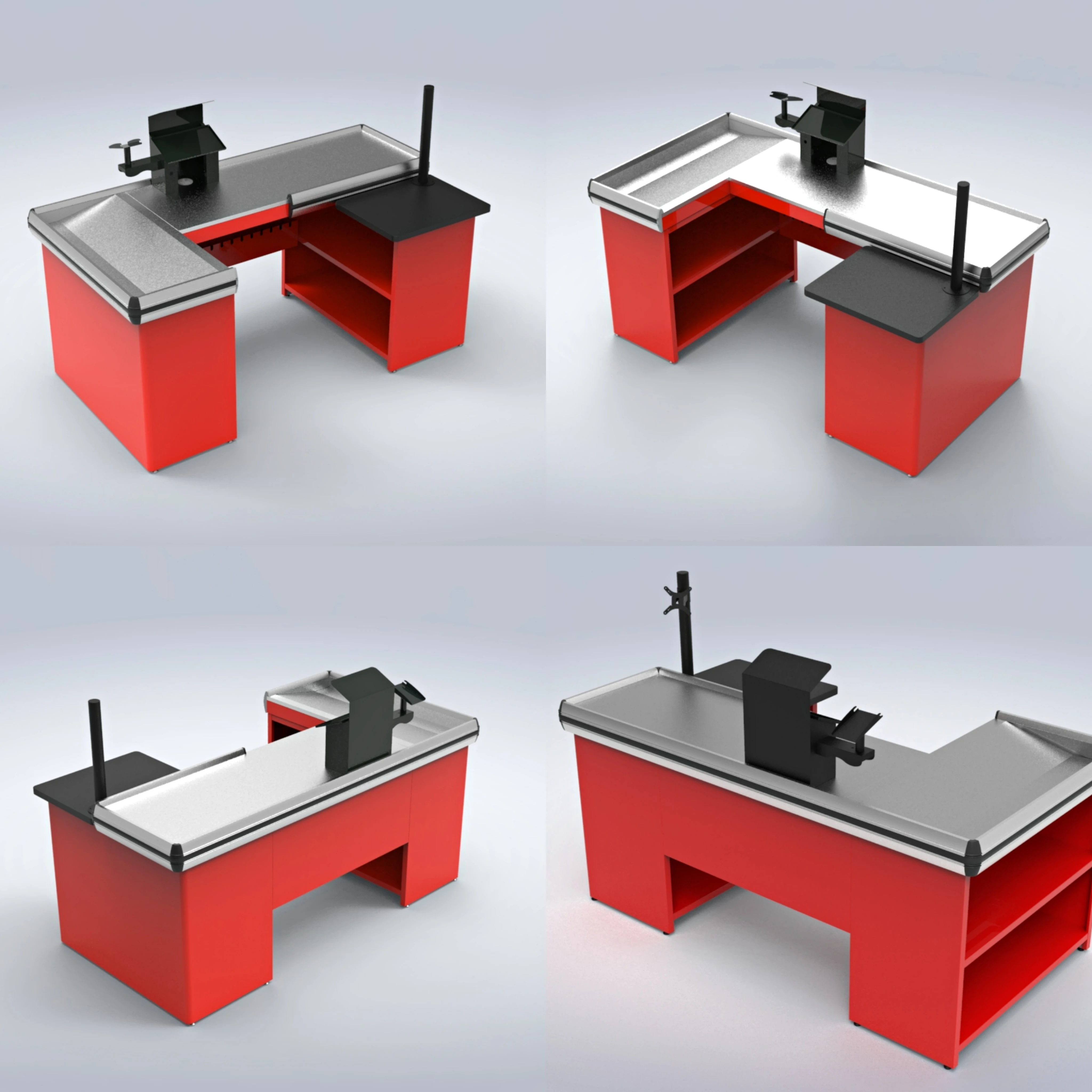 Motorized Automatic Cash Register Stand with Supermarket Checkout Scanner