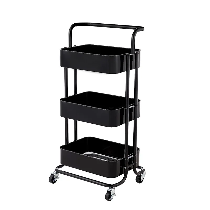 3 Tier Metal Utility Rolling Cart Heavy Duty Multifunction Cart For ...