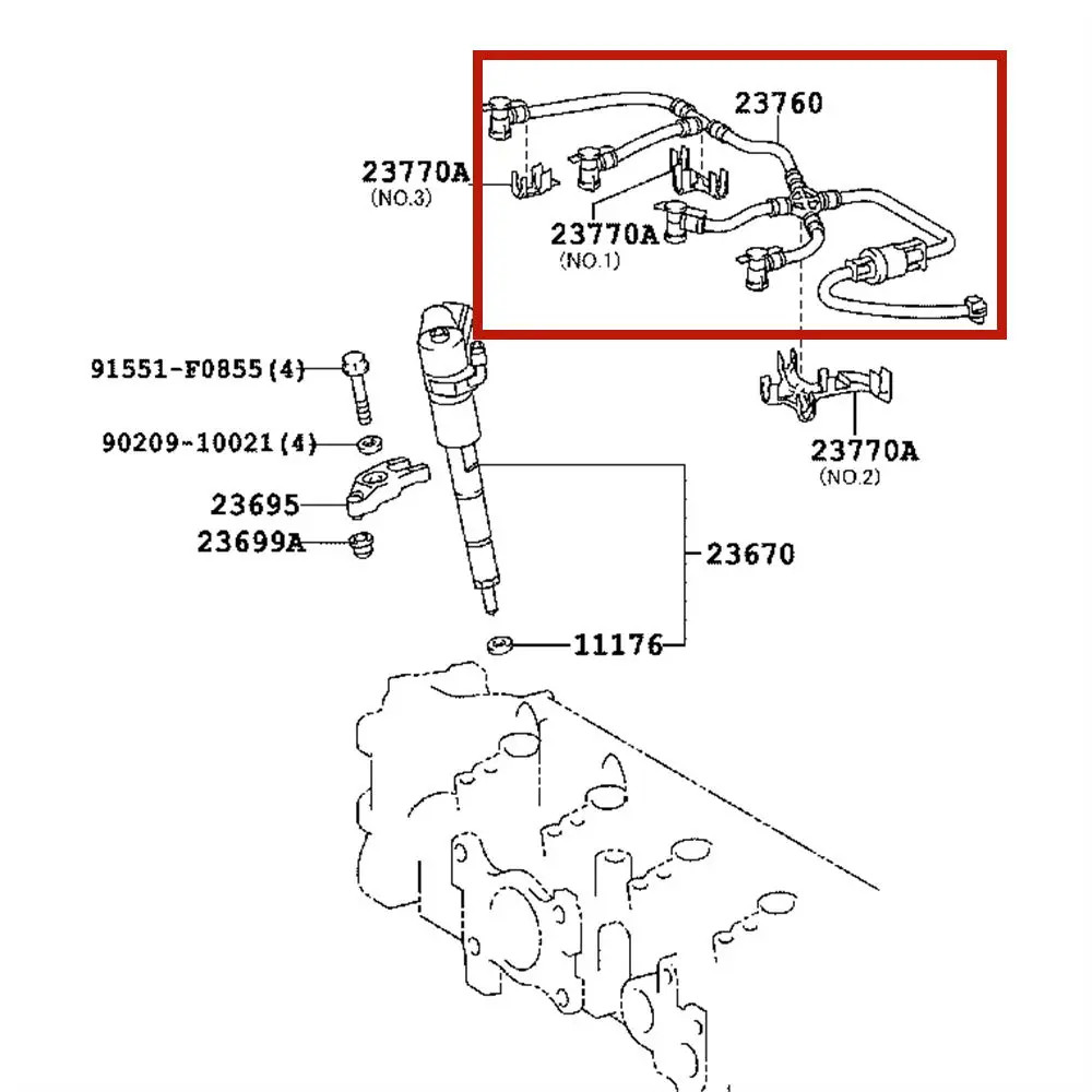 Fuel Injection Nozzle Leakage Pipe Line Assembly for 2013-2016 Toyota ...