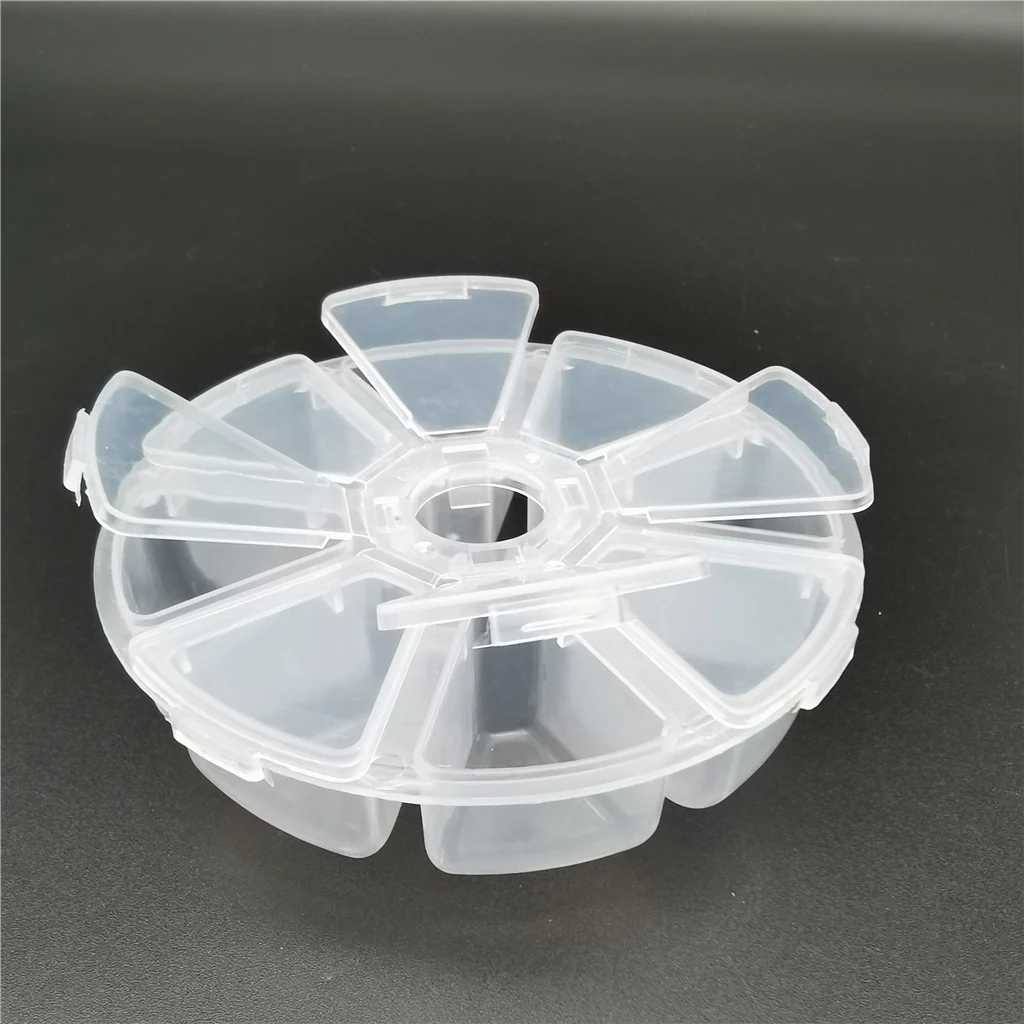 8 Compartment Clear Plastic Storage Box - Durable Round UFO Container ...