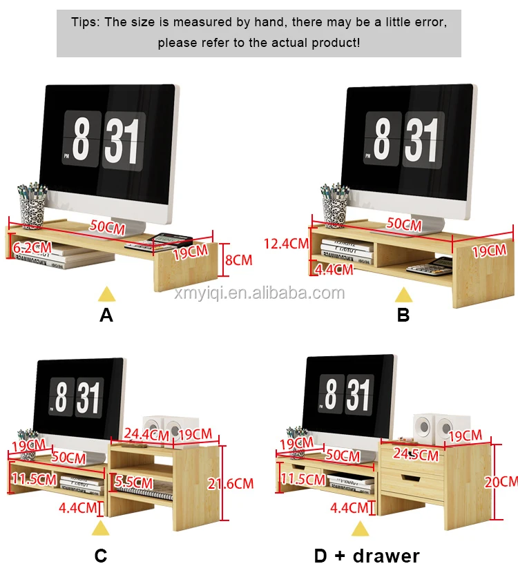 DIY Wood Monitor Riser Stand with 3 Drawer Storage Organizer