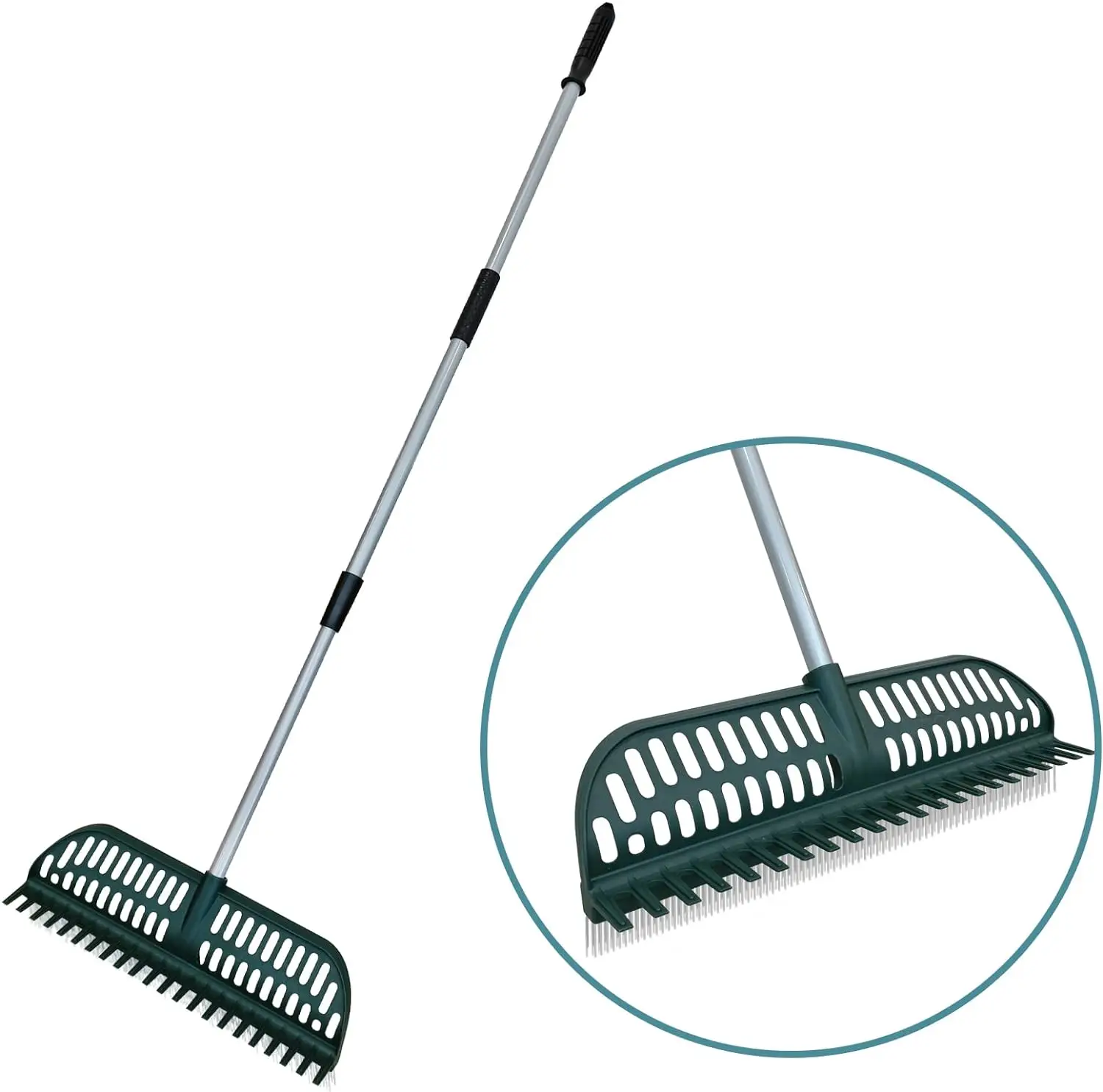 2 in 1 Plastic Grass Rake Yard Turf Lawn Brush Telescopic Handle ...