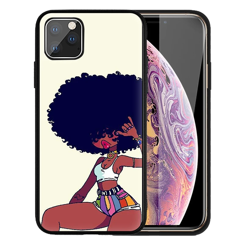 Uv Printing Afro Cute Black Girl Soft Tpu Phone Case For Iphone 12 7 8 ...