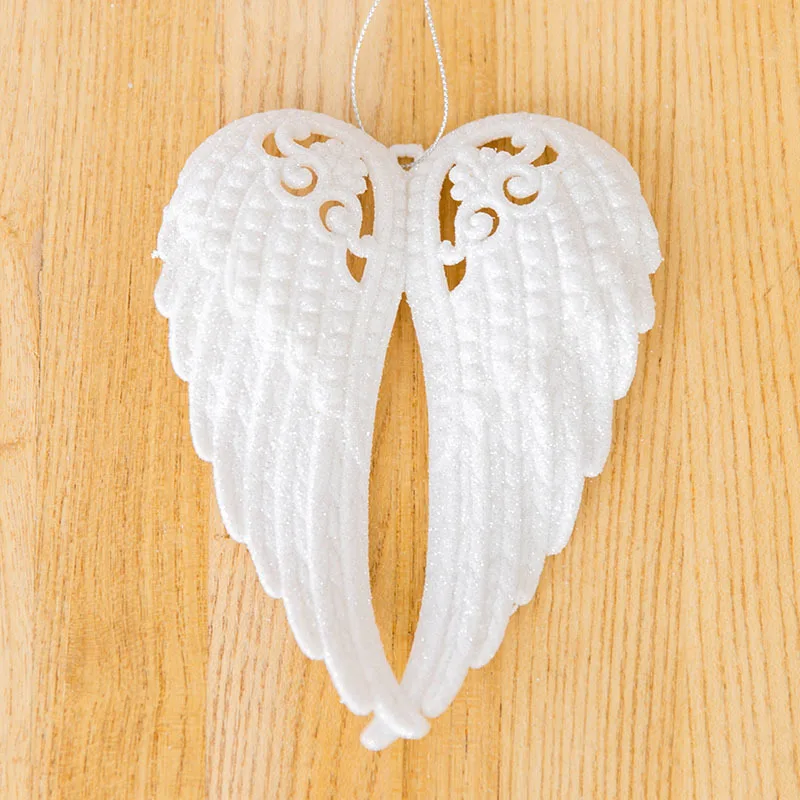 New White Glitter Angel Wings Ornament For Christmas Decoration ...