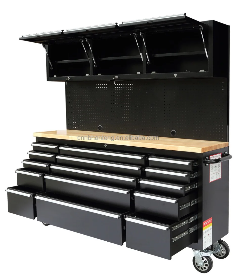 72-inch Tool Cabinets Trolley with 15 Drawers & Locking System