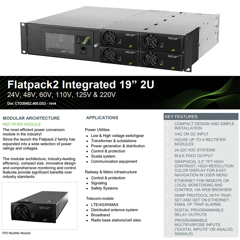 Eltek Flatpack2 Integrated 19" 2U Power System - 12kw/8kw