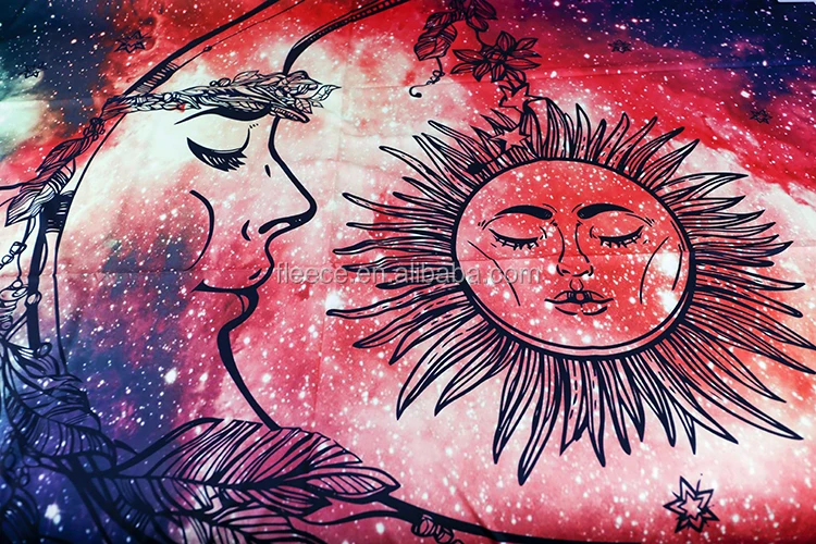 Fast Delivery Hippie Psychedelic Celestial Moon And Sun Wall Tapestry ...