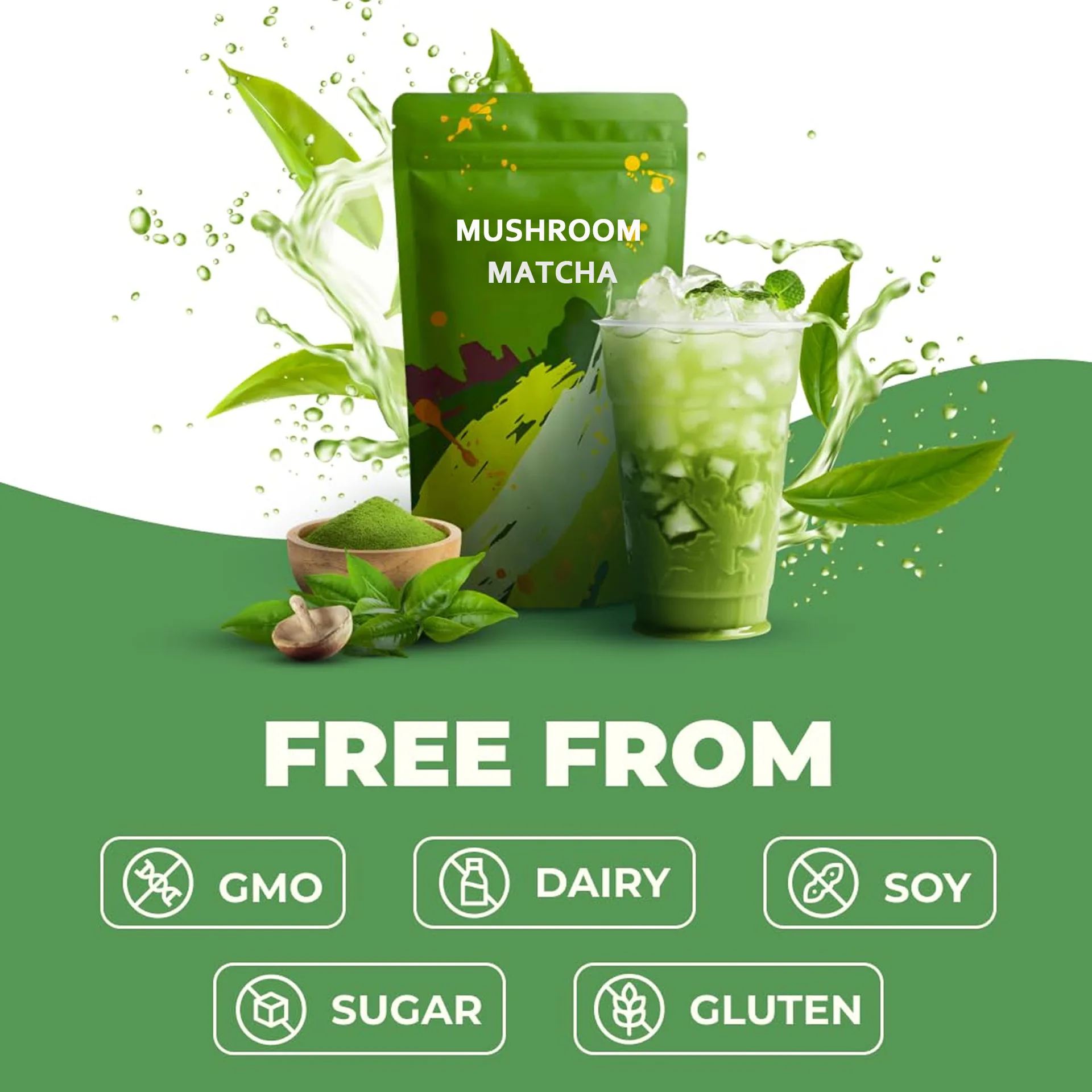 Wholesale Mushroom Matcha Drink Powder Functional Superfood Latte OEM ...
