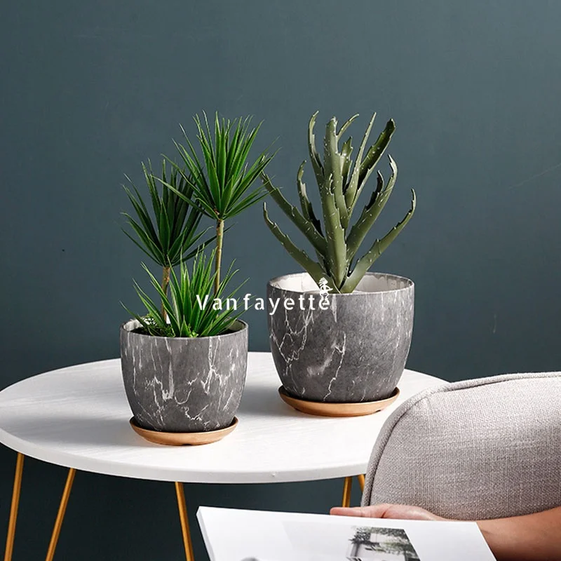 8 Inch Big Black Flower Pot Ceramic Decorative Flower Pots Succulents ...