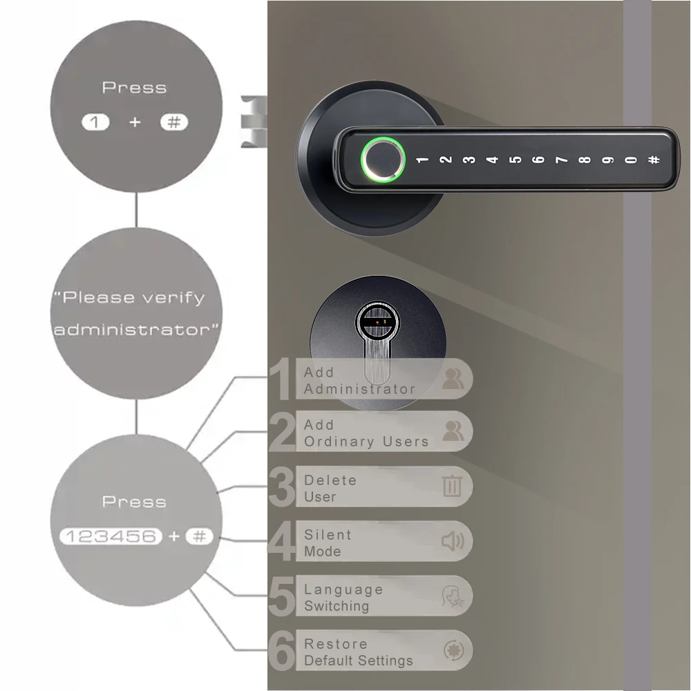 Electric Handle Lock Tuya Smart Home Door Lock Biometric Fingerprint ...