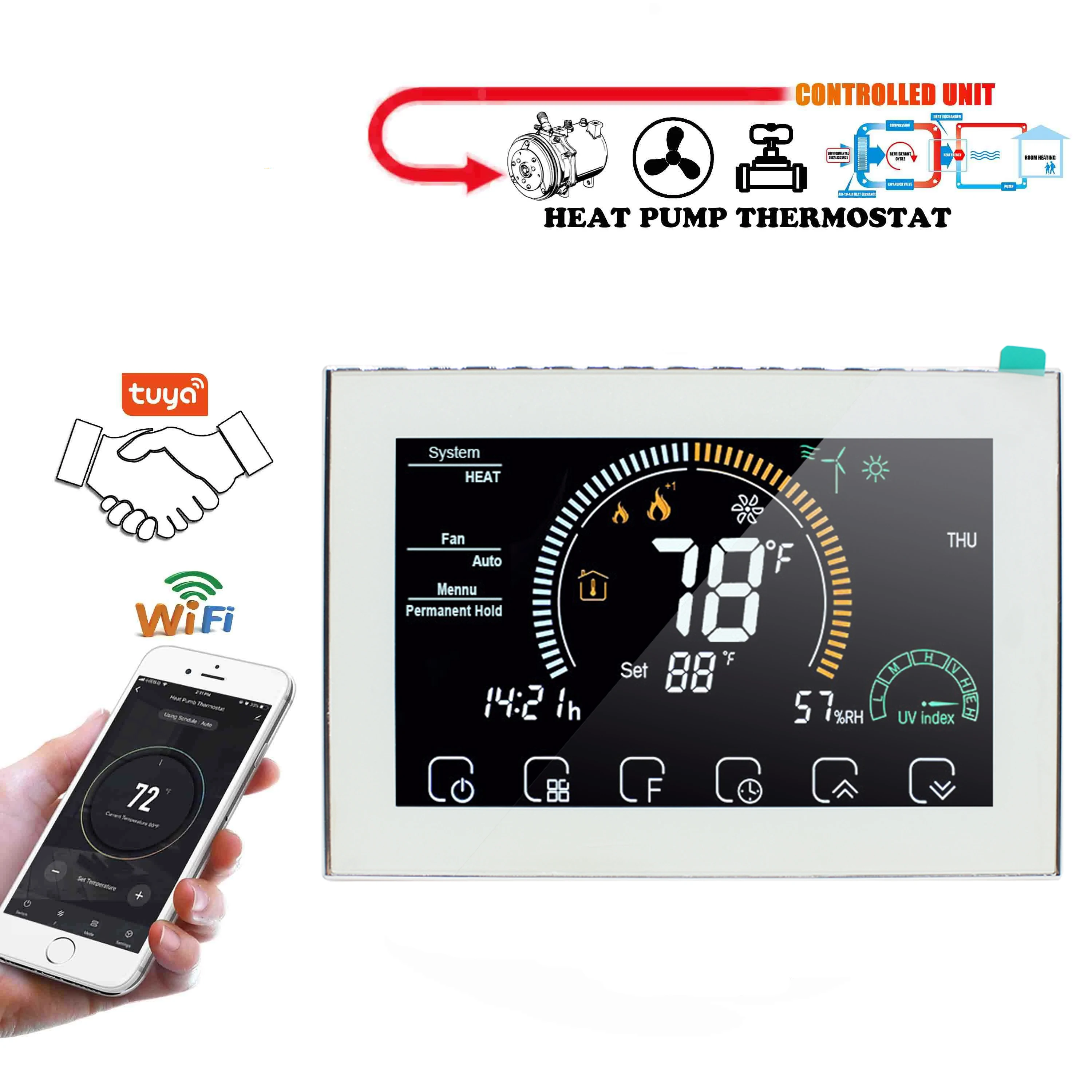 24v Programmable 2 Stage Digital Thermostat For Heat Pump System - Buy ...