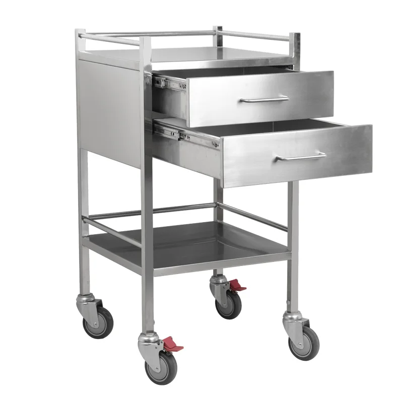 Metal Medical Instrument Trolley Cart With Two Drawers - Buy Stainless ...