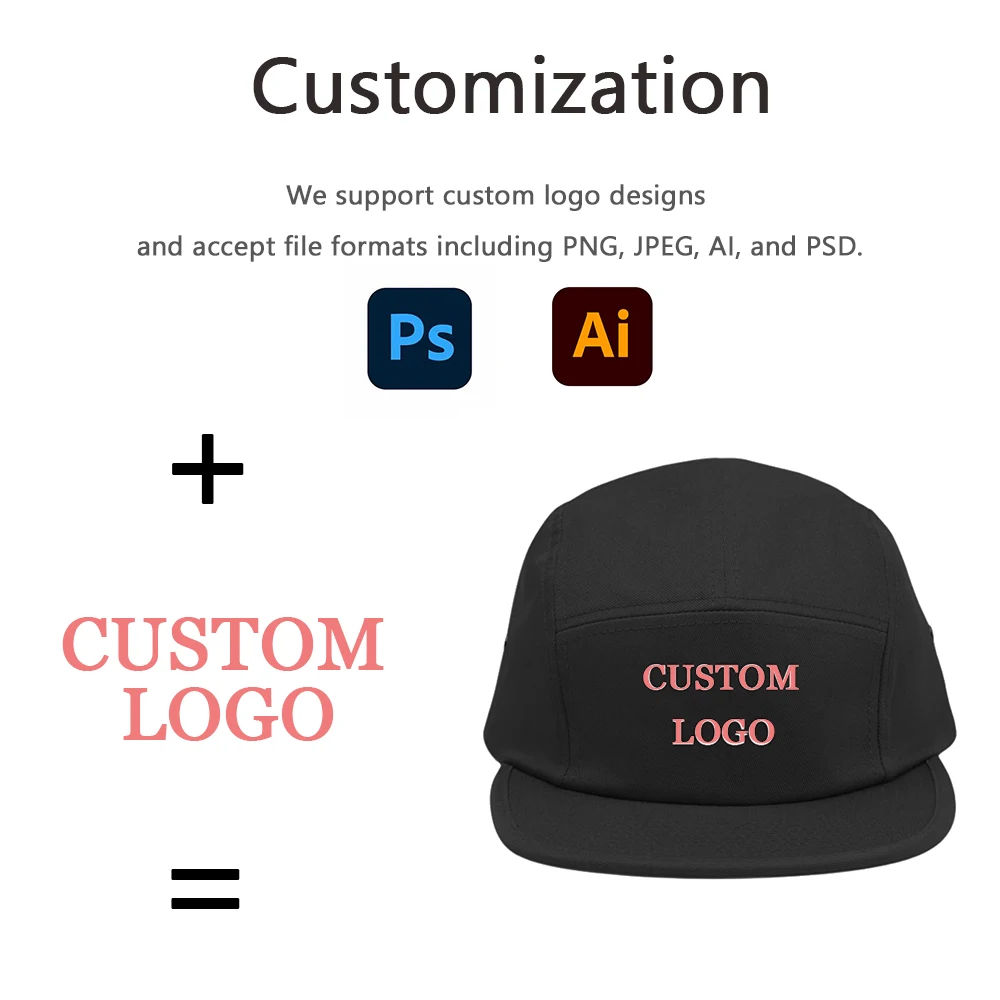 Custom Embroidered Camp Cap 5 Panel Breathable Outdoor Sports Running ...